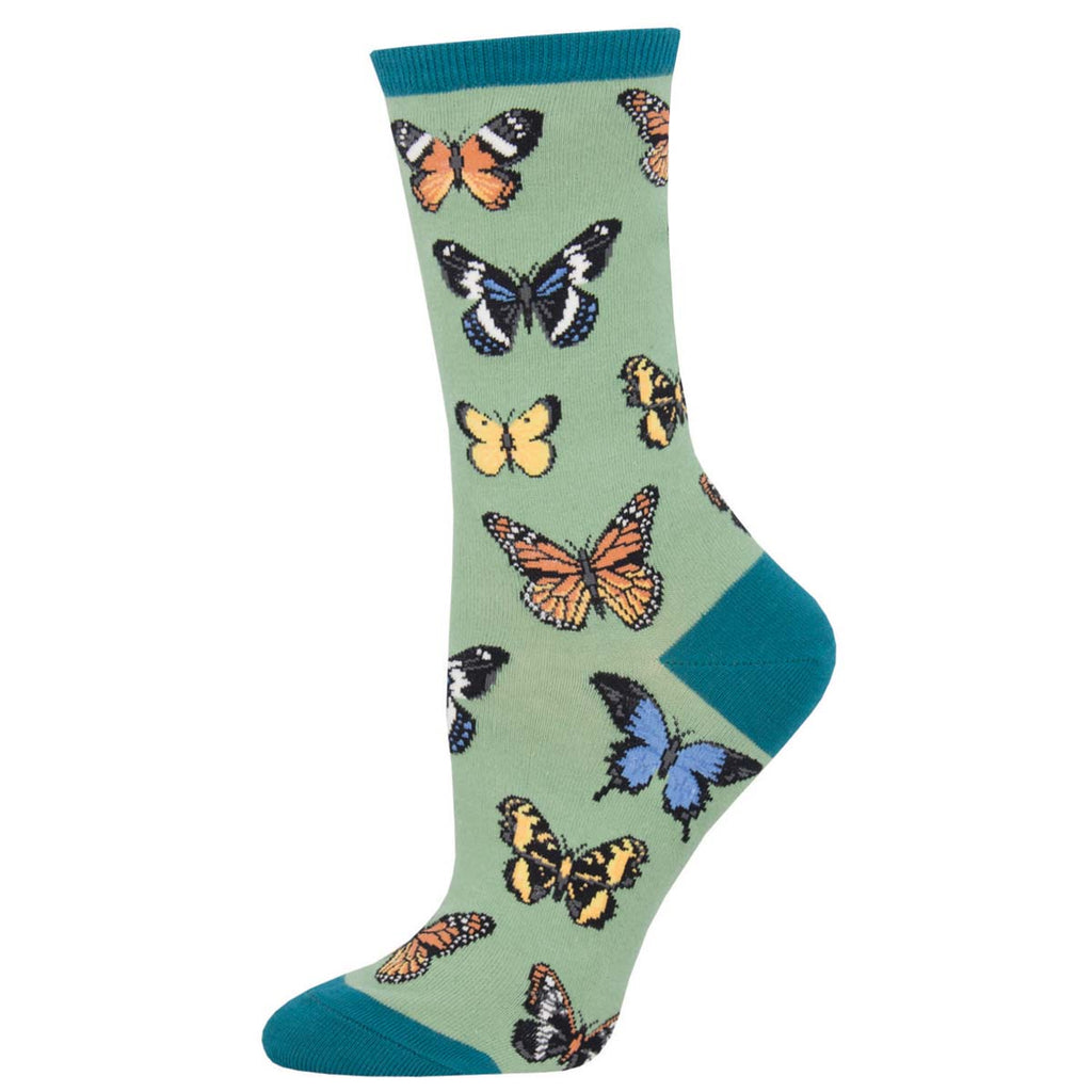 Cute Crew Socks for Women | Butterfly Print | Socksmith